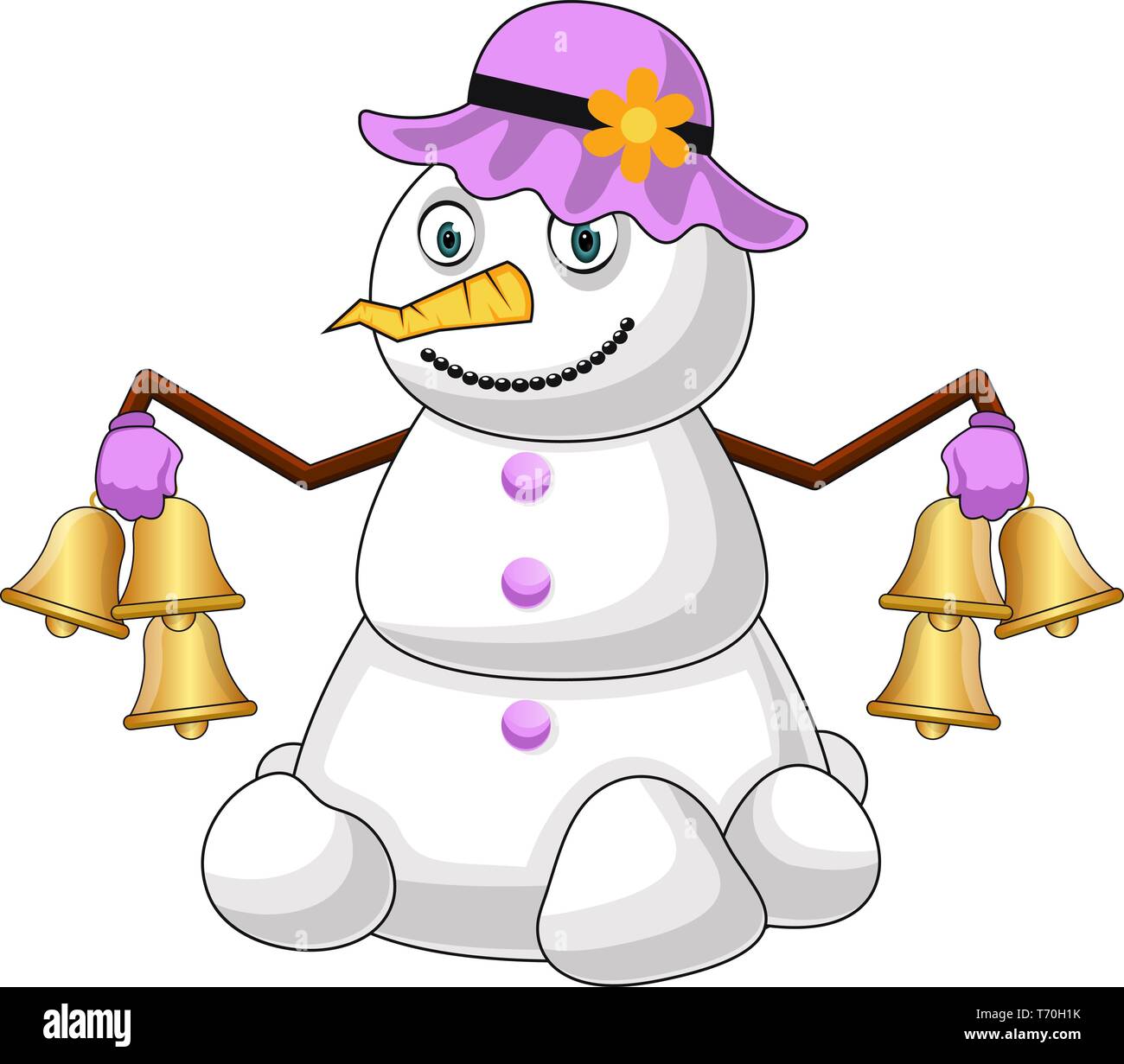 Snowman with bells illustration vector on white background Stock Vector ...