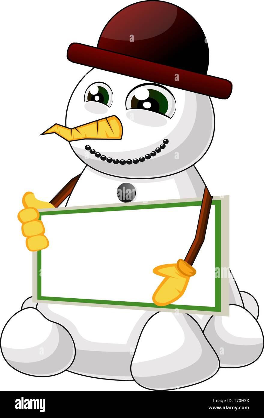 Snowman with table illustration vector on white background Stock Vector ...