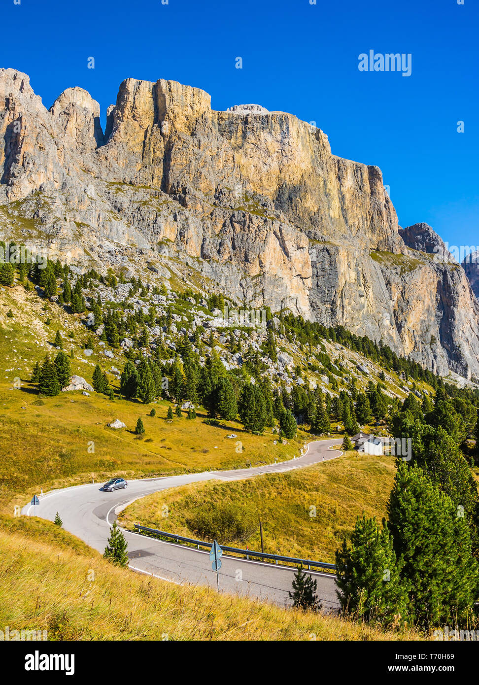 Road through the Sella Pass Stock Photo - Alamy