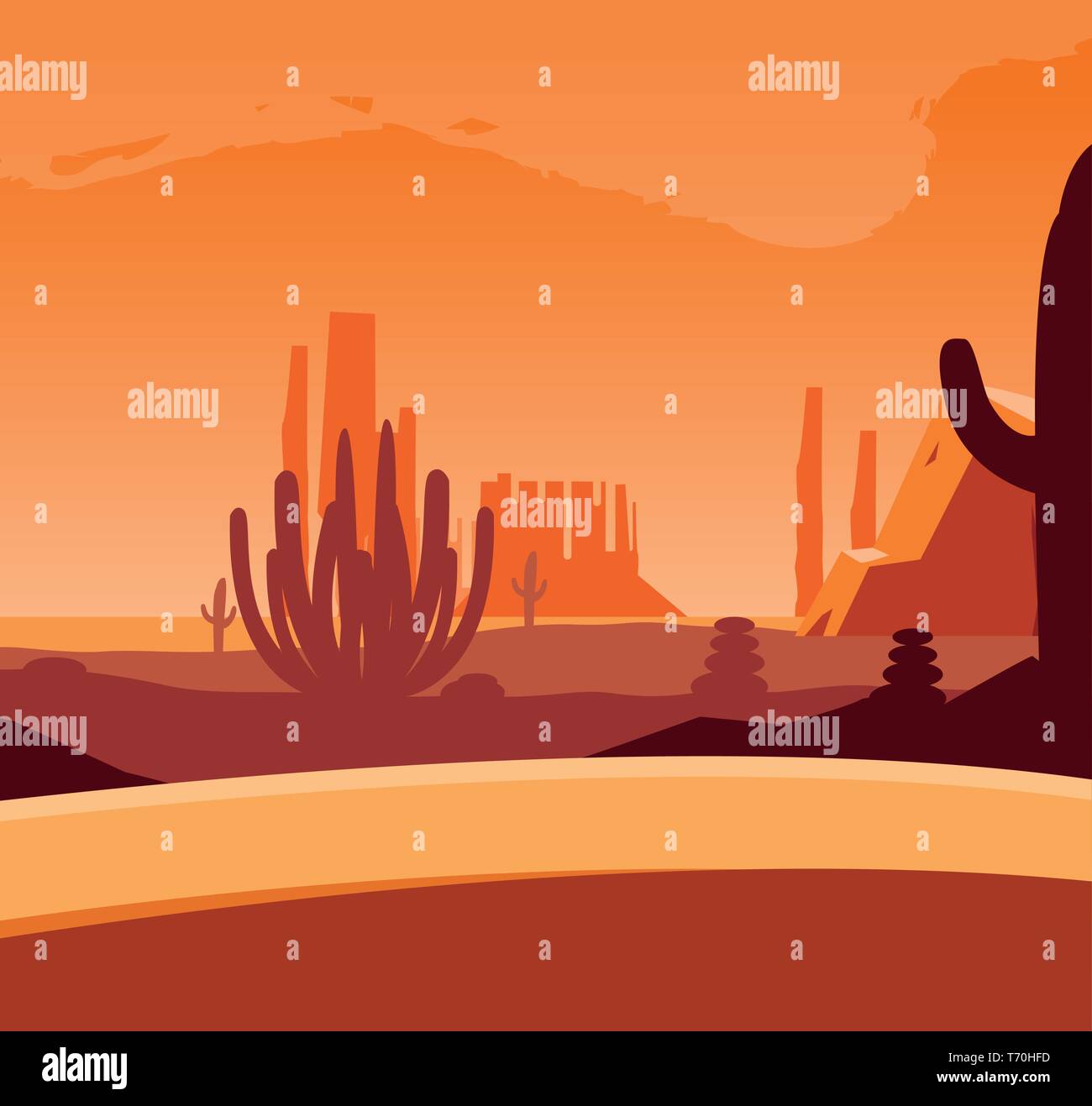 beautiful desert landscape scene vector illustration design Stock ...
