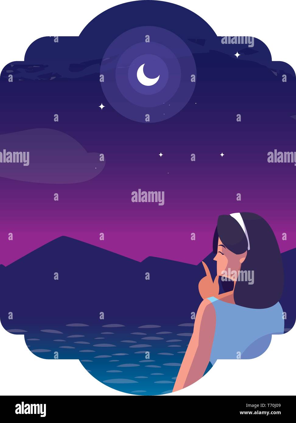 Girl contemplating view Stock Vector Images - Alamy