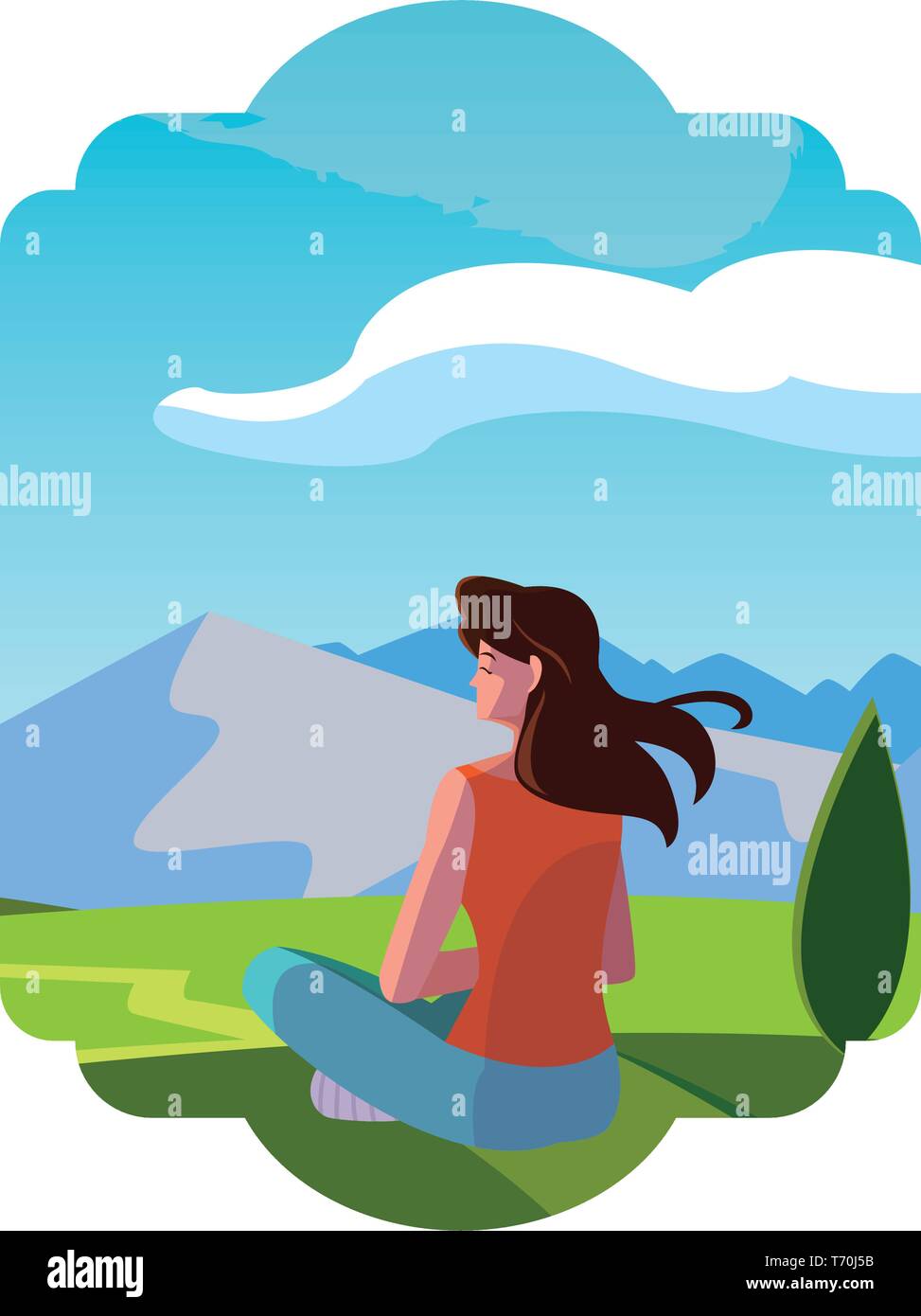 Girl contemplating view Stock Vector Images - Alamy