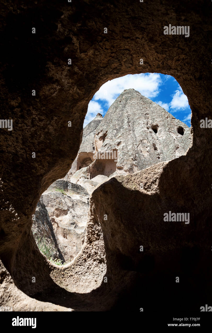 Ancient cave monastery Selime carved in stone in Cappadocia, Turkey ...