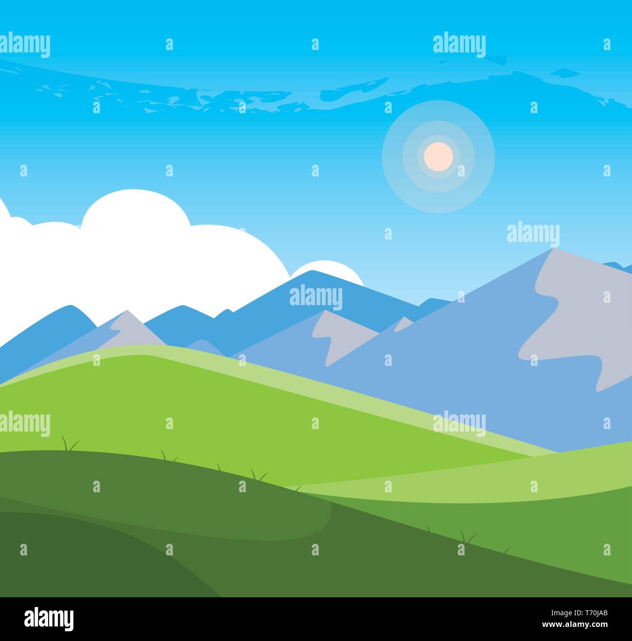 field camp and mountains landscape scene vector illustration design ...