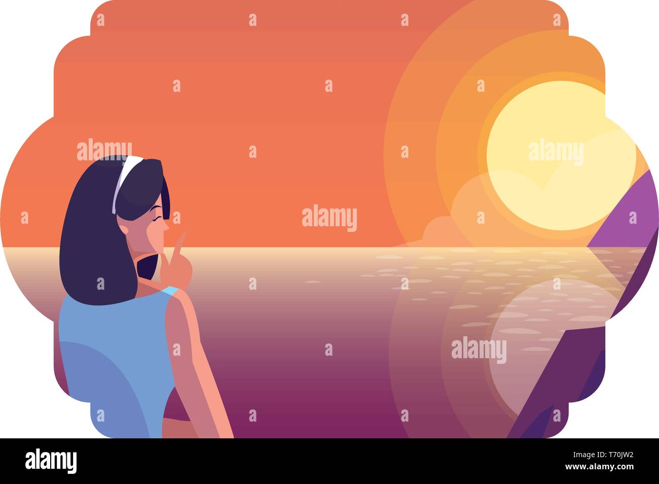 Girl contemplating view Stock Vector Images - Alamy