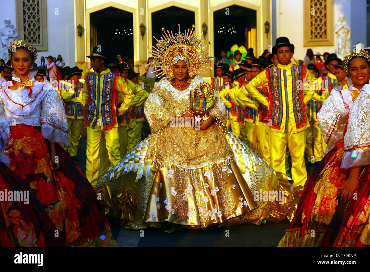 ANTIPOLO CITY, PHILIPPINES - MAY 1, 2019: Parade participants in their ...