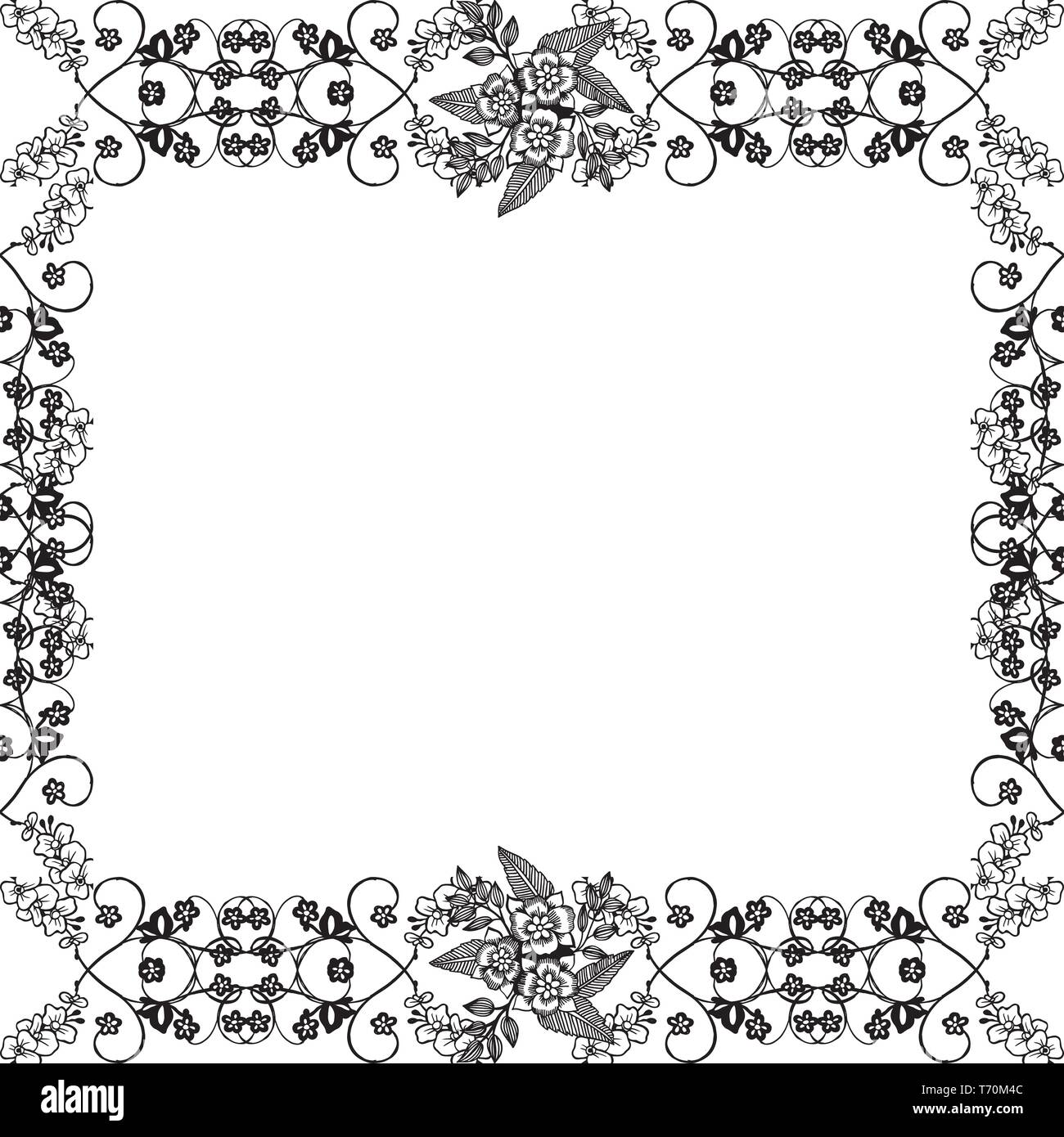 Vector illustration design flower frame for greeting card hand drawn ...