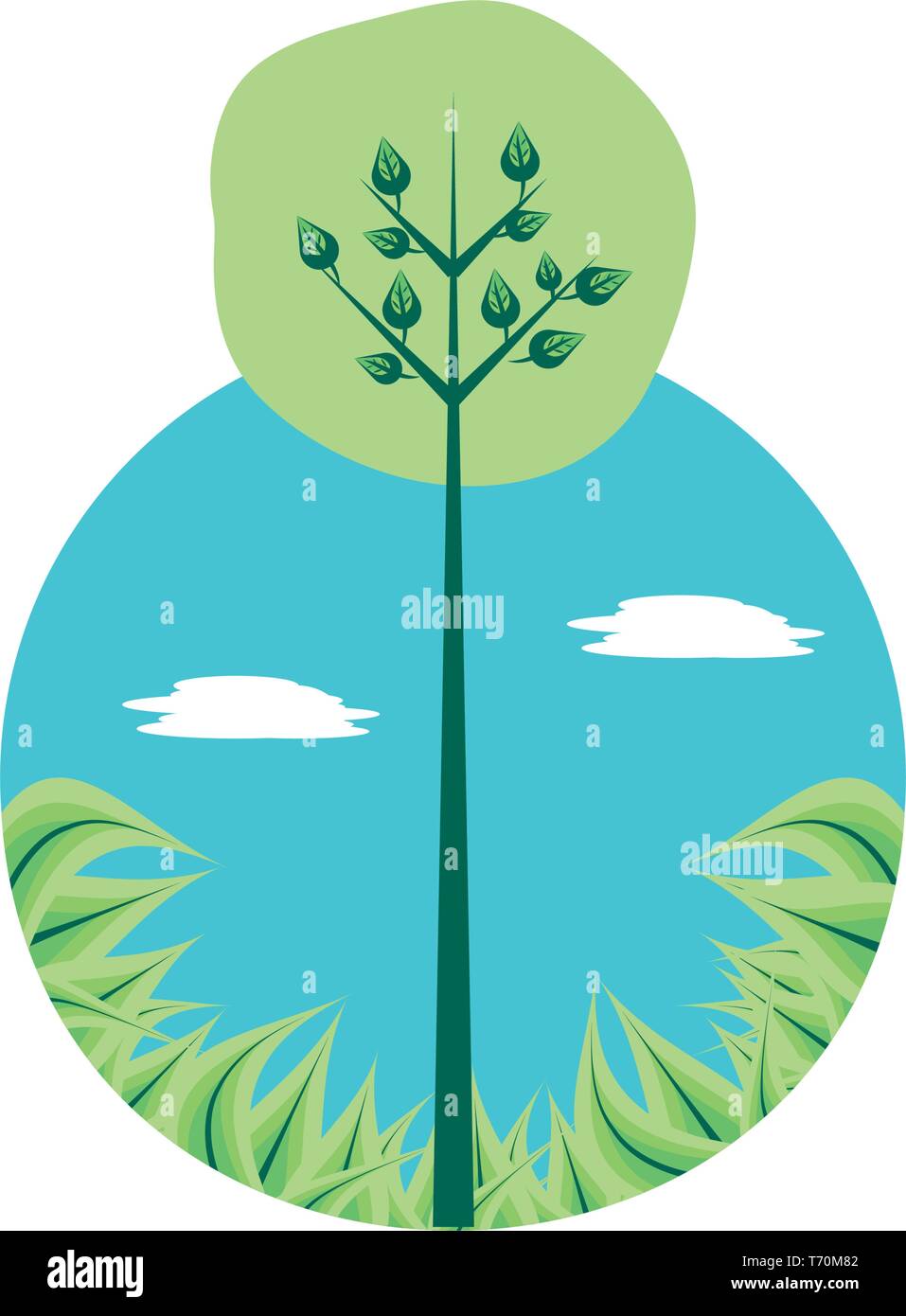 tree plant in frame circular vector illustration design Stock Vector ...