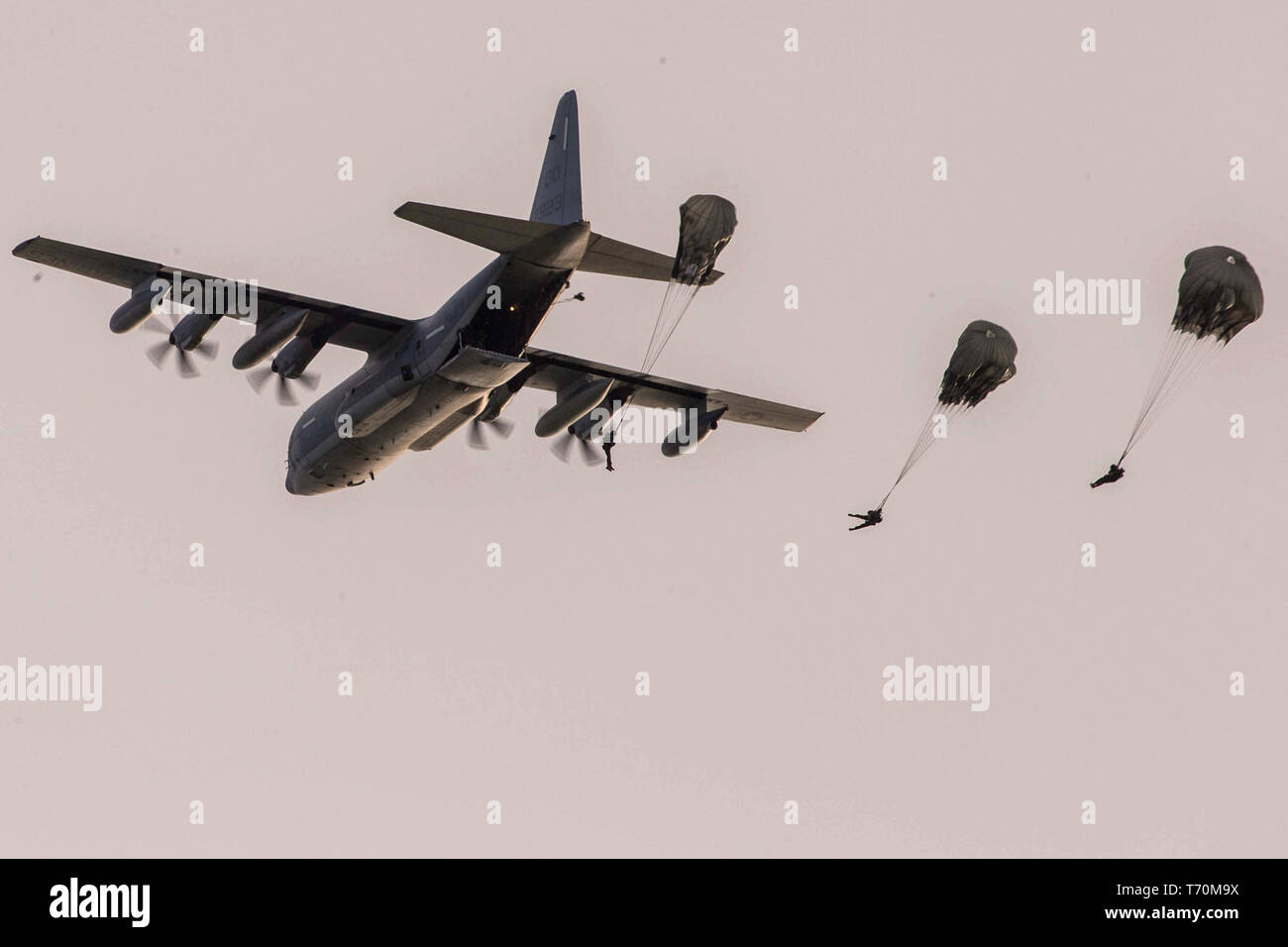 U.S. Marine Corps parachute riggers conduct air delivery operations ...