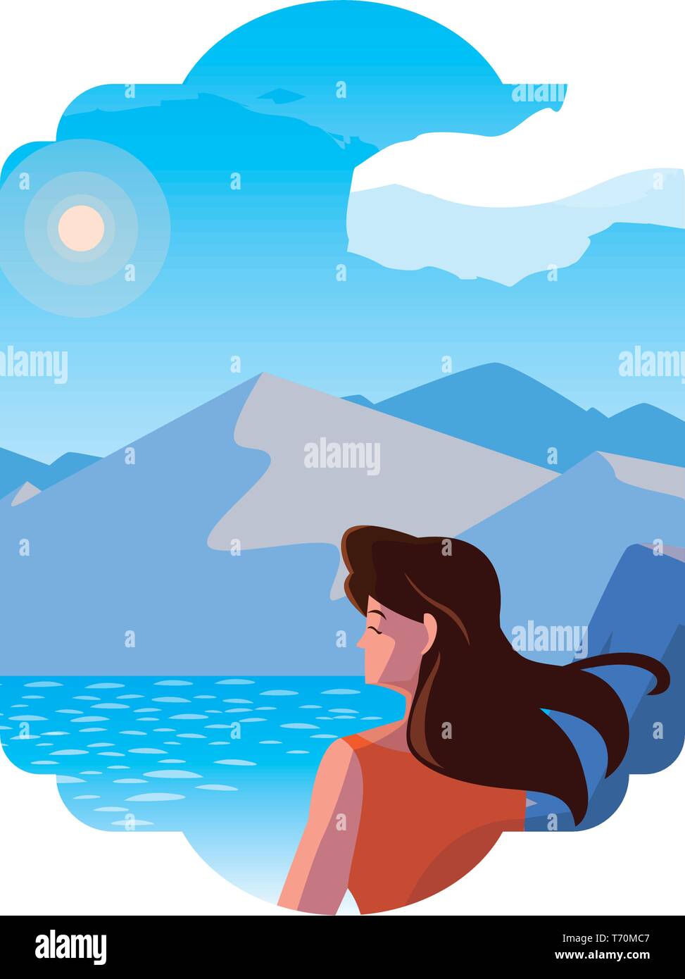 Woman seated rock Stock Vector Images - Alamy