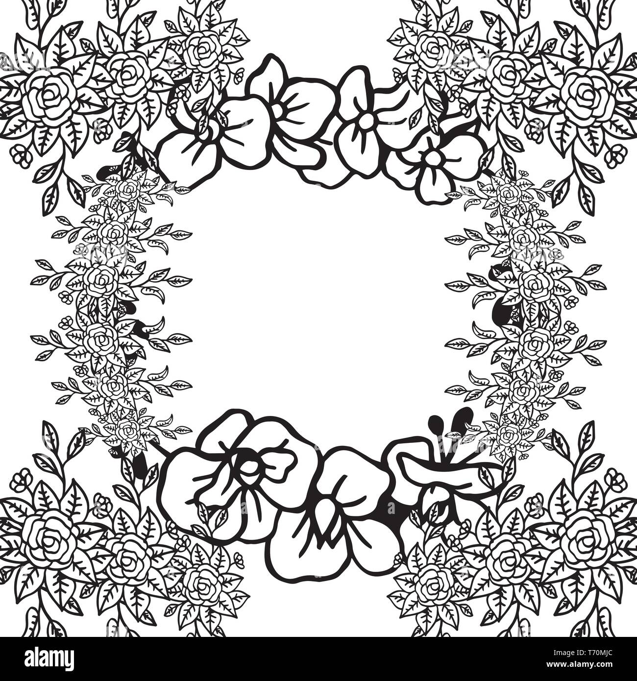 Vector illustration ornate of flower frame with style hand drawn Stock ...