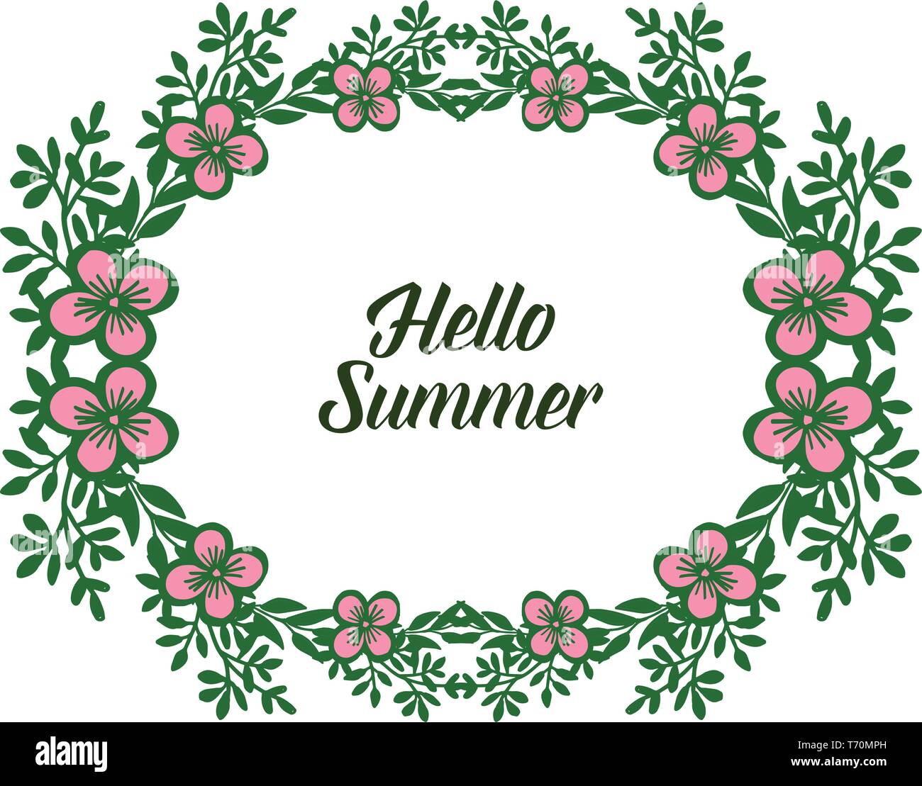 Vector illustration invitation card hello summer with texture pink ...