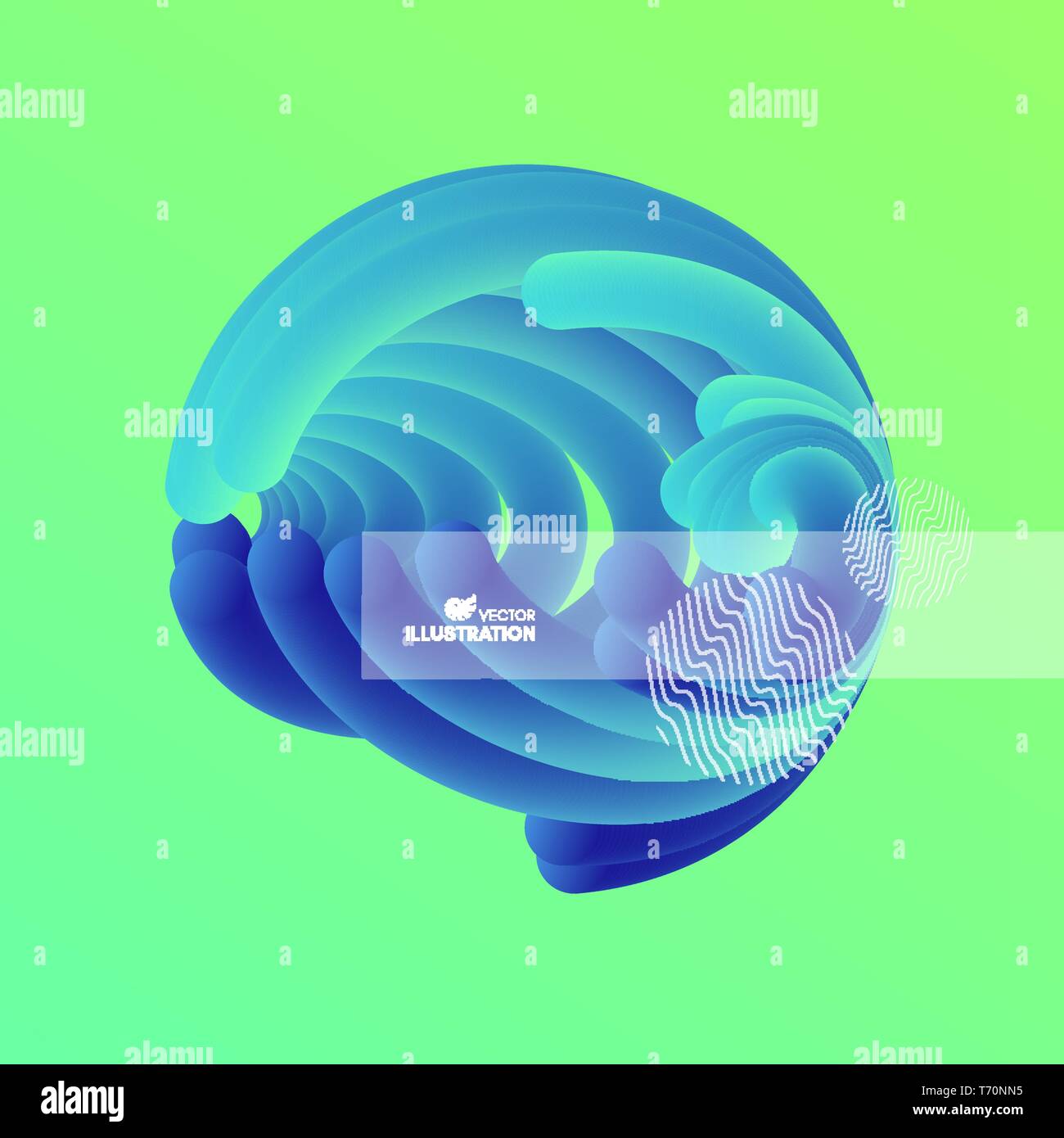 Sphere. 3D Abstract wavy illustration with dynamic effect Stock Vector ...