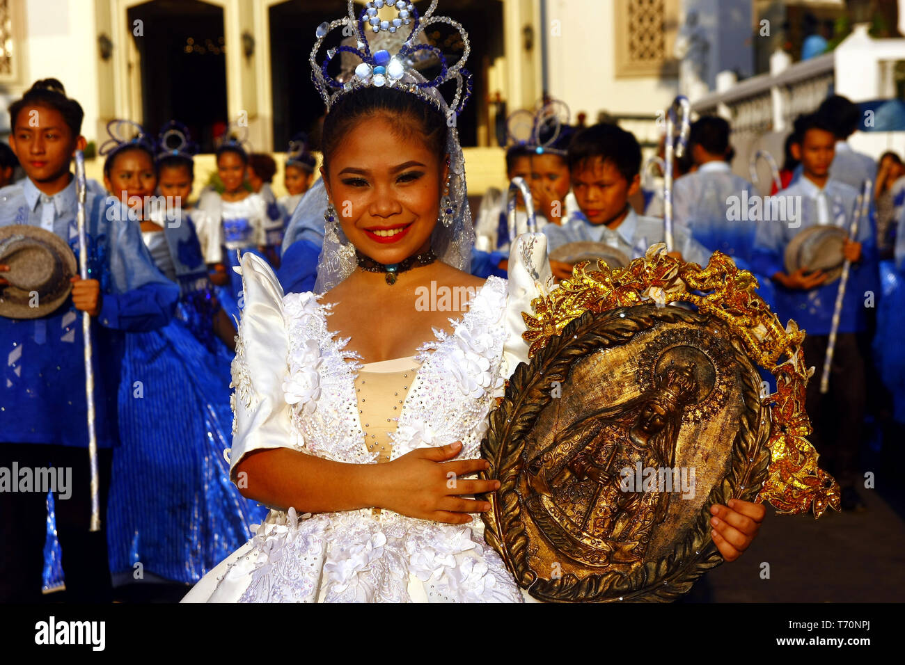 ANTIPOLO CITY, PHILIPPINES - MAY 1, 2019: Parade participants in their ...