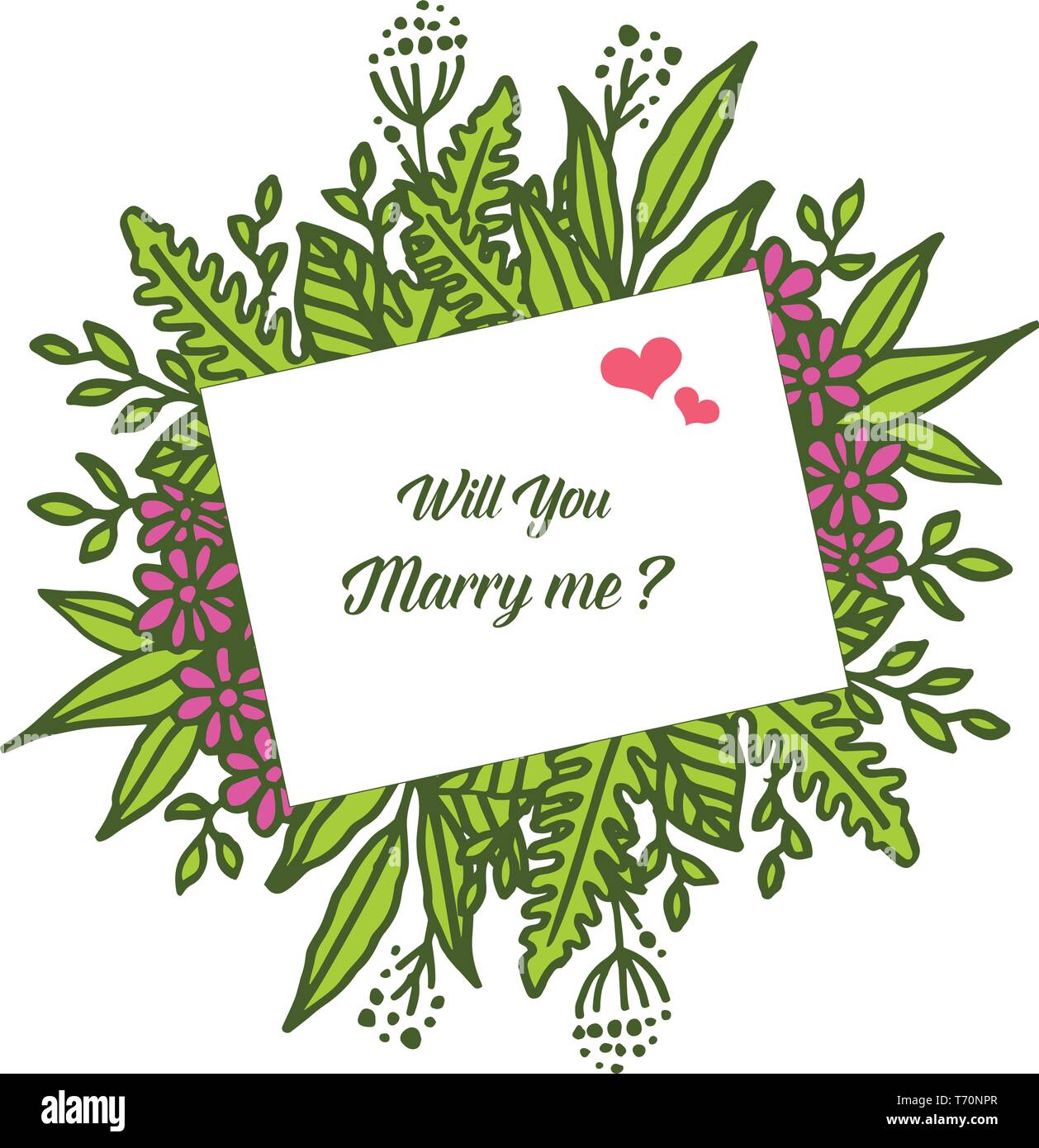 Vector illustration lettering will you marry me with style of green ...