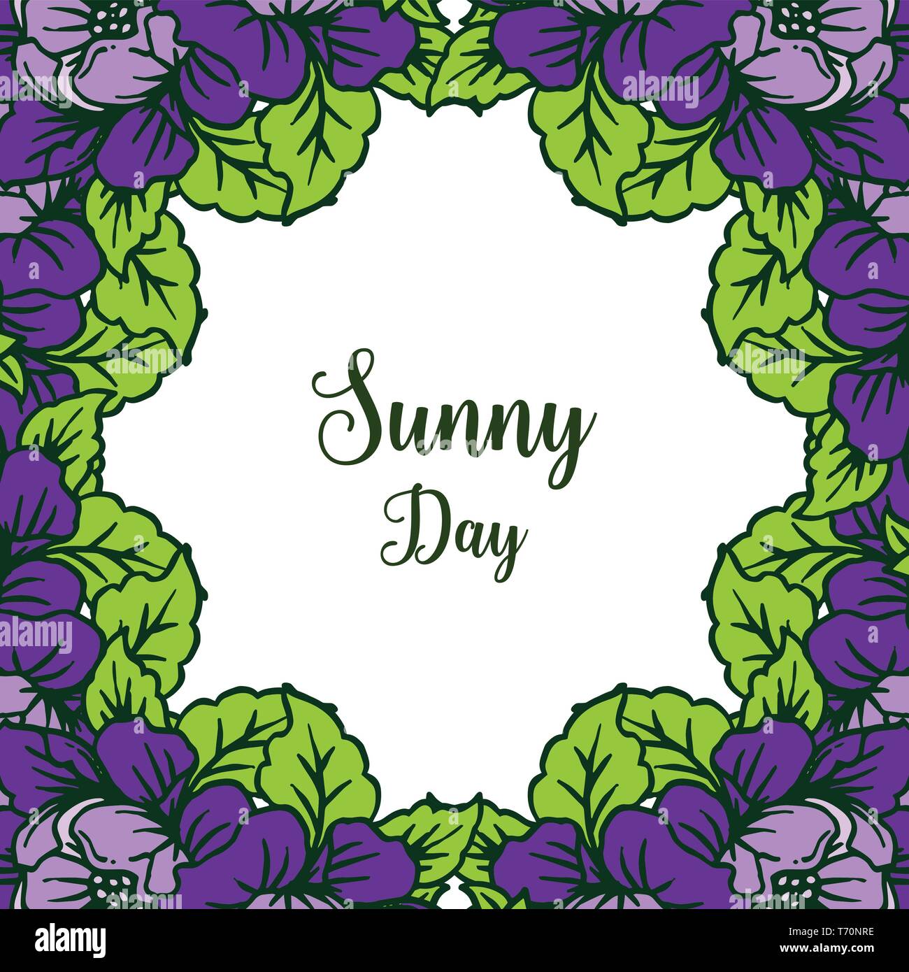 Vector illustration design flower frame with letter sunny day hand ...