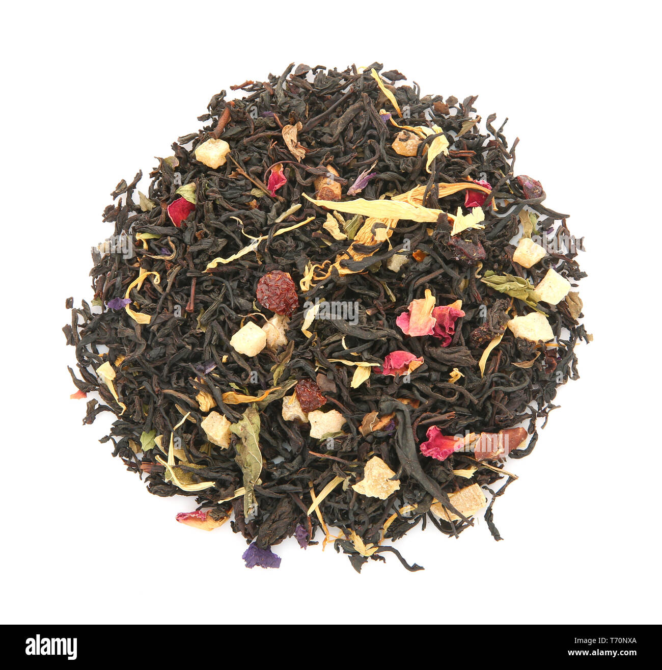 Pile of dry tea on white background, top view Stock Photo - Alamy