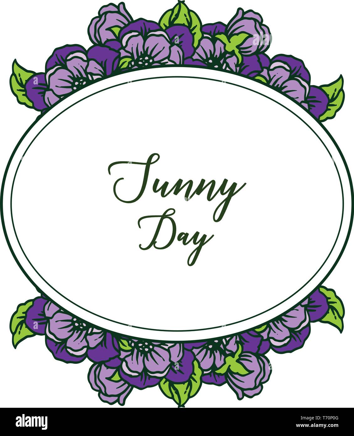 Vector illustration writing sunny day with various floral frame hand ...