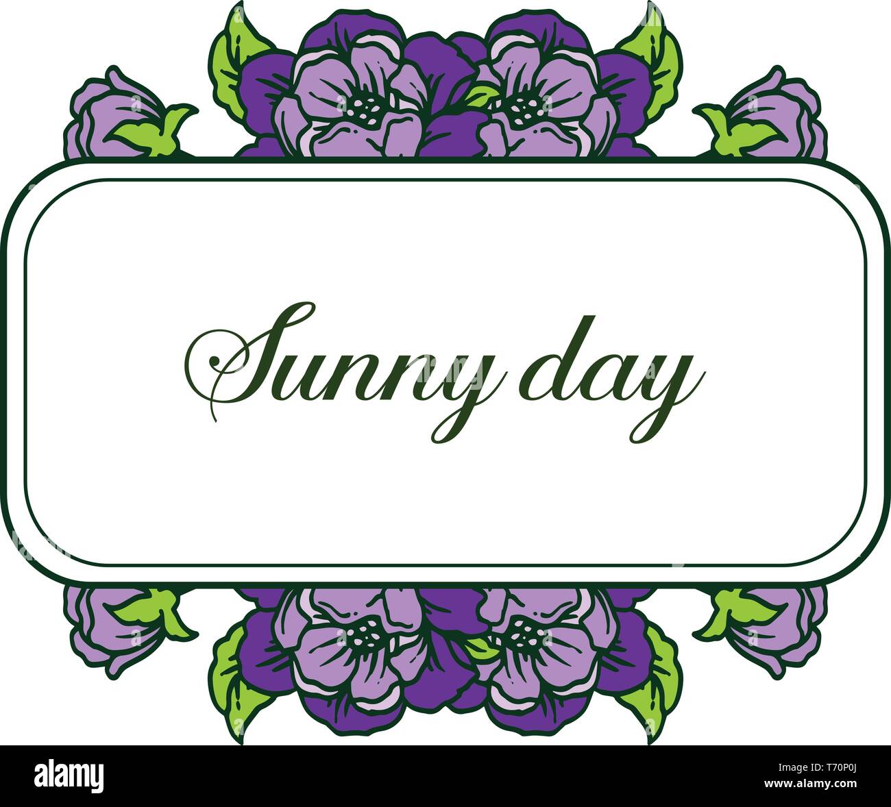 Vector illustration writing sunny day with various floral frame hand ...