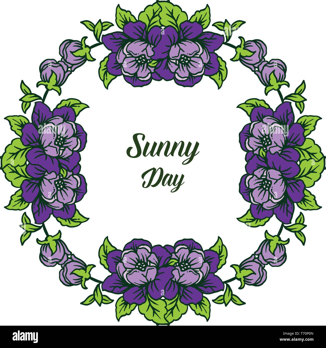 Vector illustration writing sunny day with various floral frame hand ...