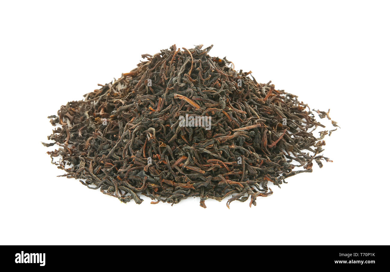 Pile of dry tea on white background Stock Photo - Alamy