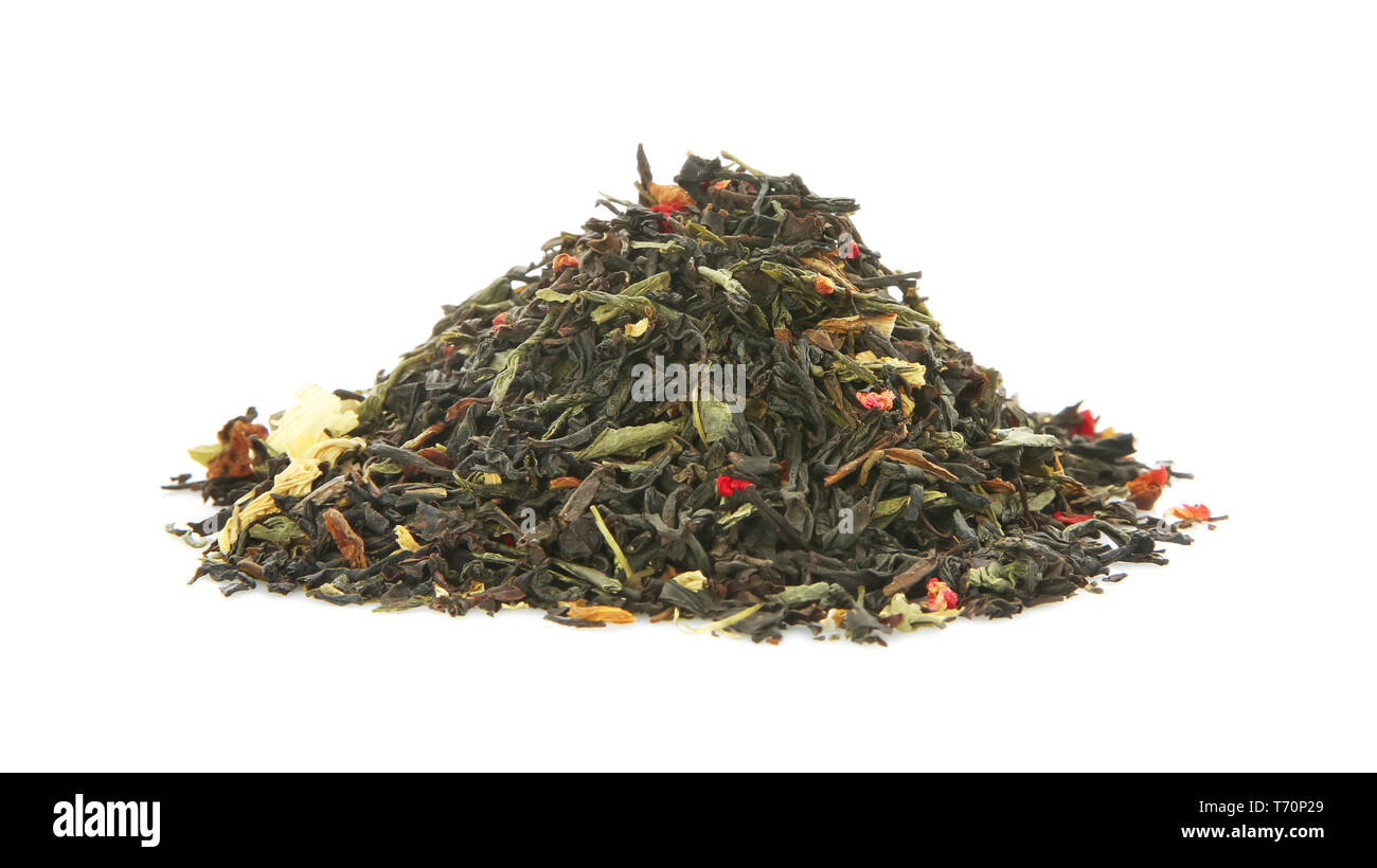 Pile of dry tea on white background Stock Photo - Alamy