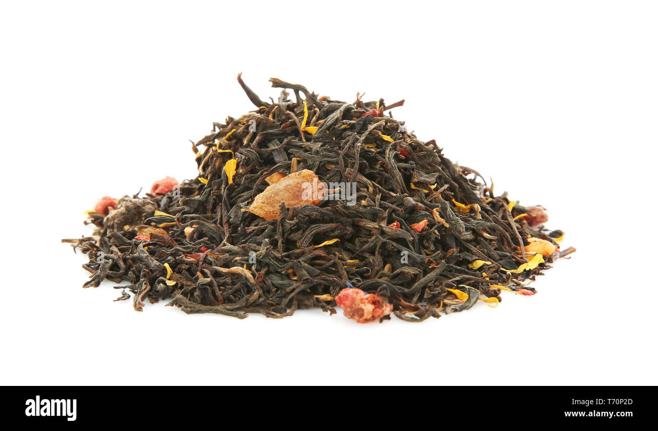 Pile of dry tea on white background Stock Photo - Alamy