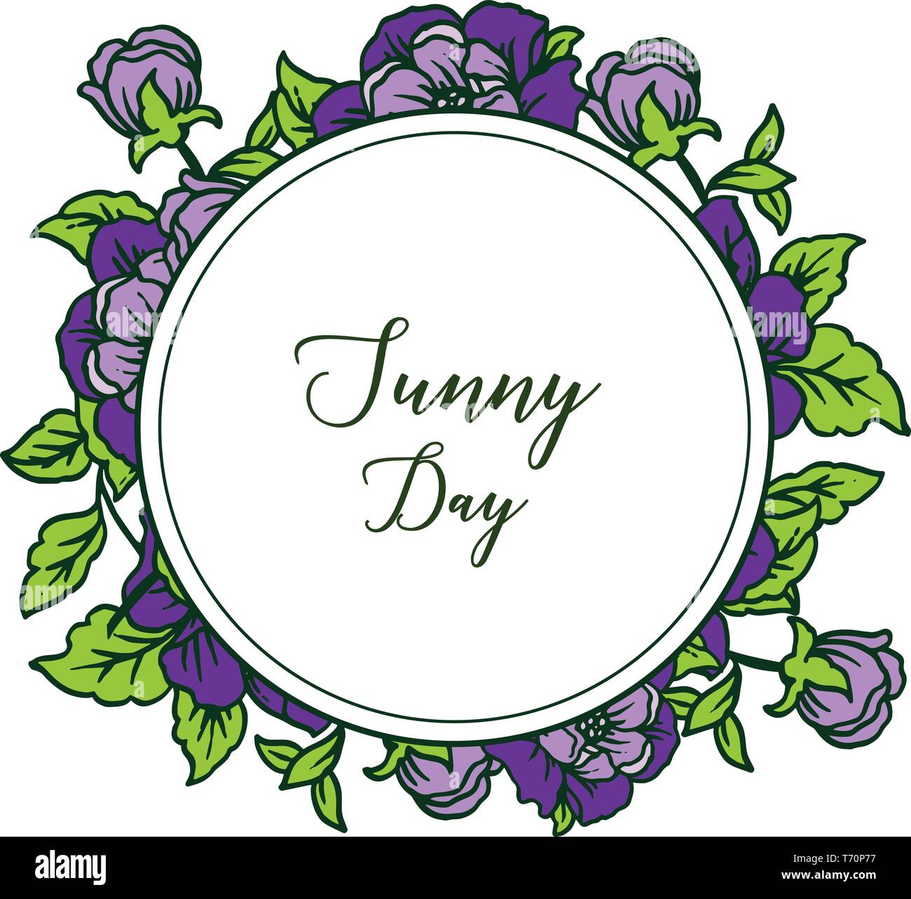 Vector illustration writing sunny day with decoration flower frame hand ...