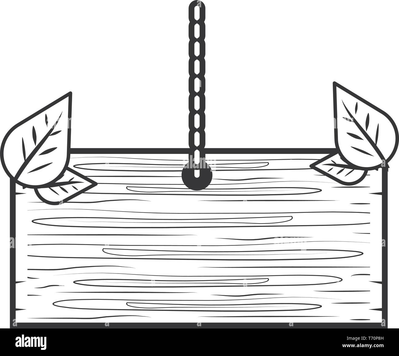 wooden label hanging with leafs vector illustration design Stock Vector ...