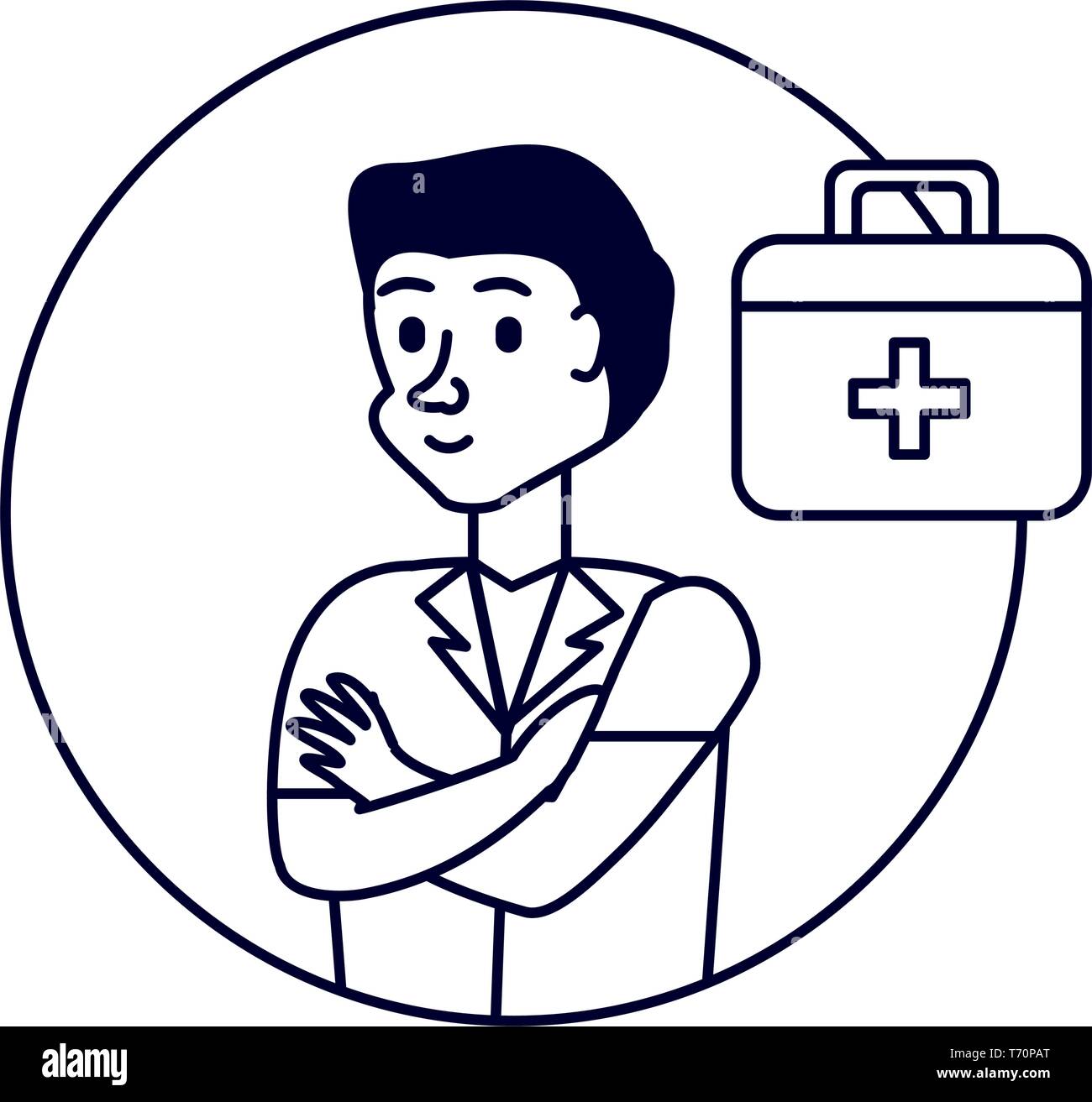 doctor professional with first aid kit vector illustration design Stock ...