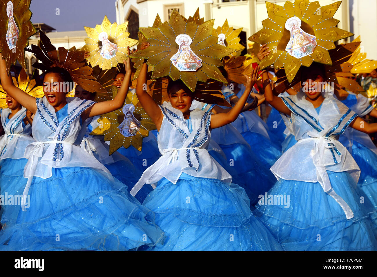 ANTIPOLO CITY, PHILIPPINES - MAY 1, 2019: Parade participants in their ...