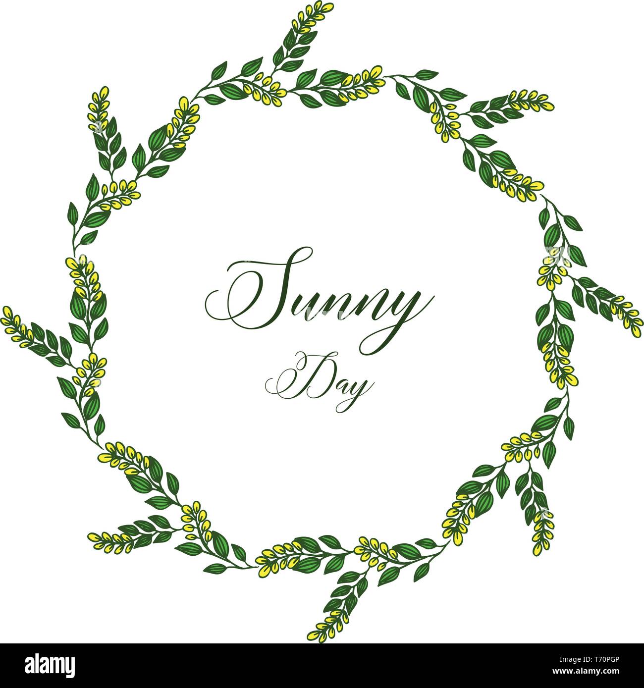 Vector illustration lettering sunny day with leaf flower frame hand ...