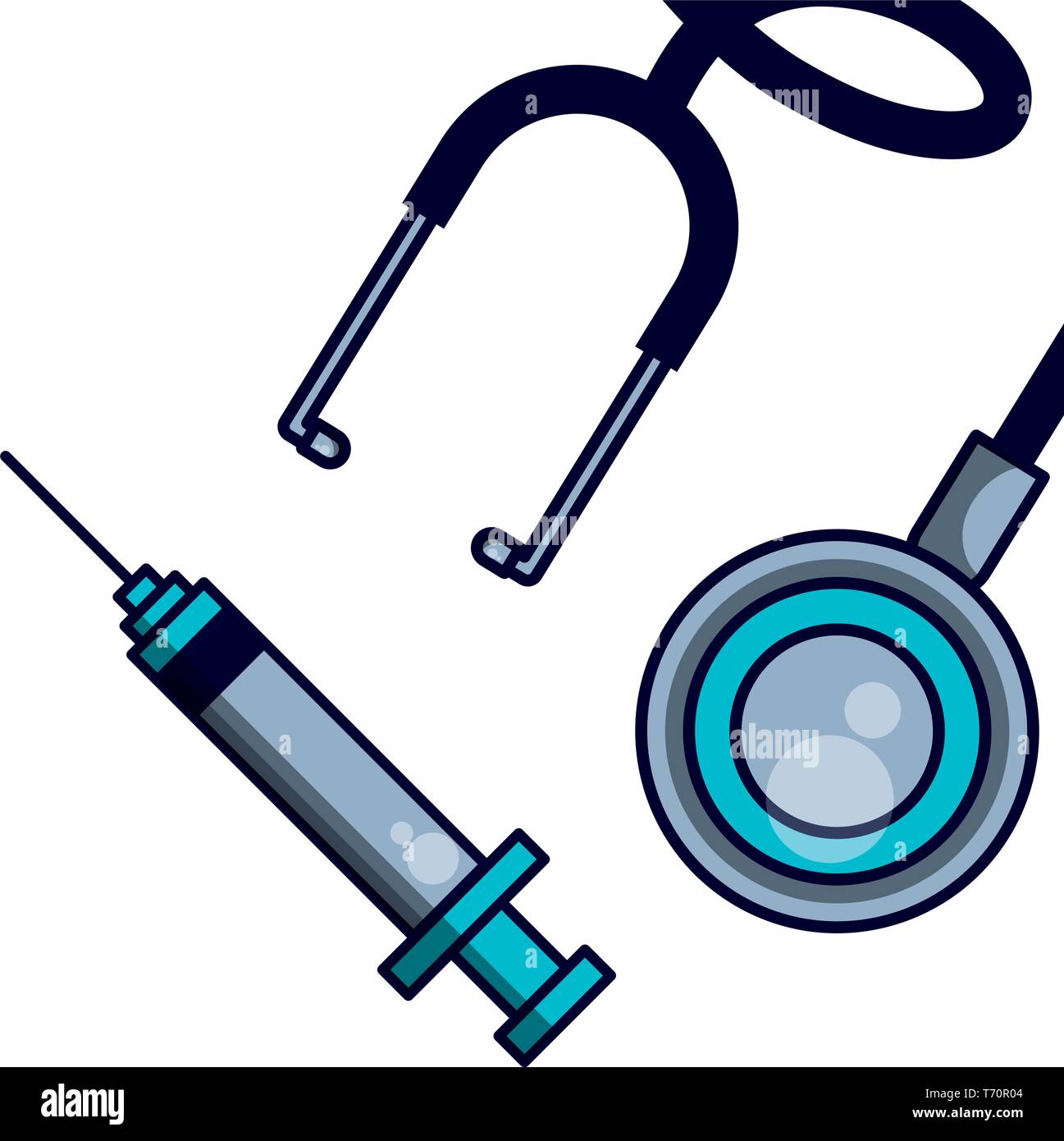 stethoscope medical with medical injection vector illustration design ...