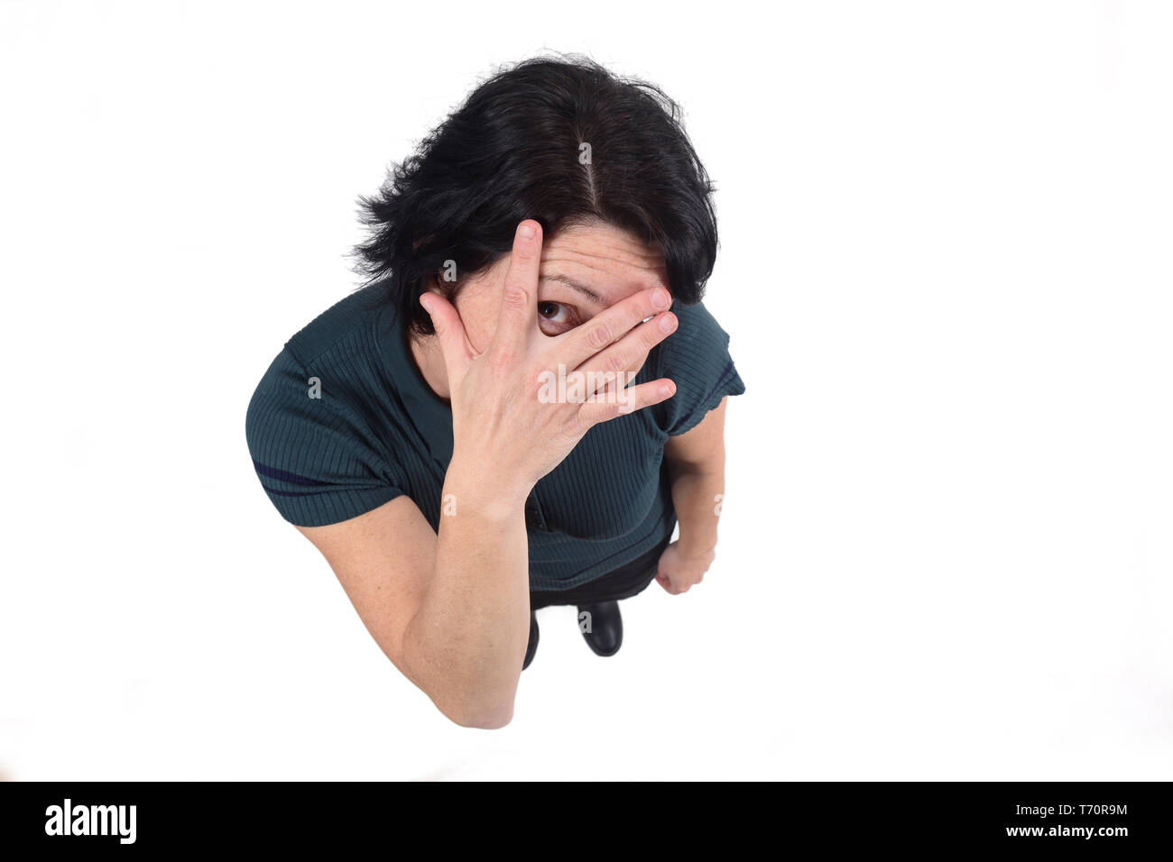 Woman hand covering face on Cut Out Stock Images & Pictures - Alamy