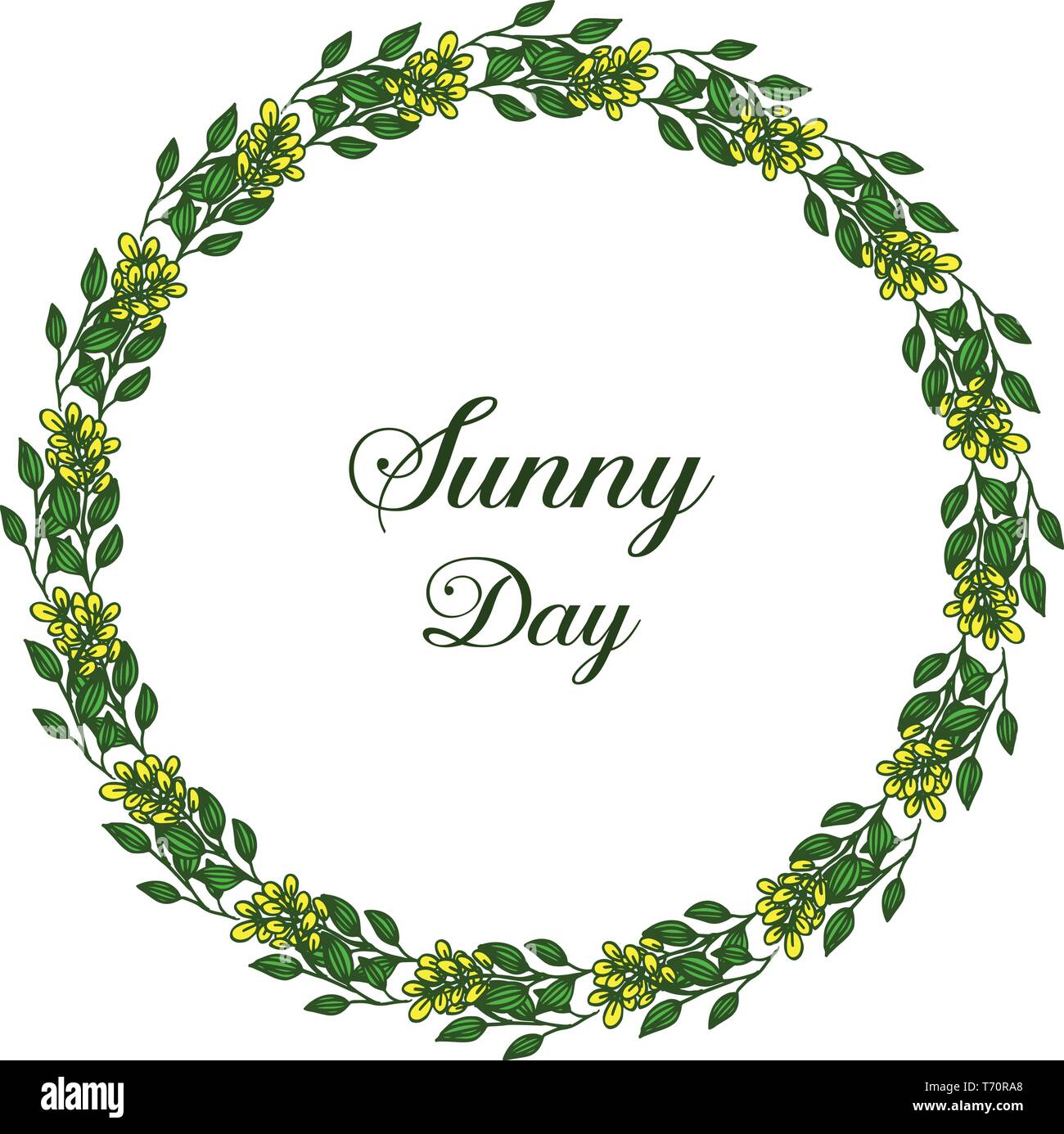 Vector illustration leaf flower frame for invitation card of sunny day ...