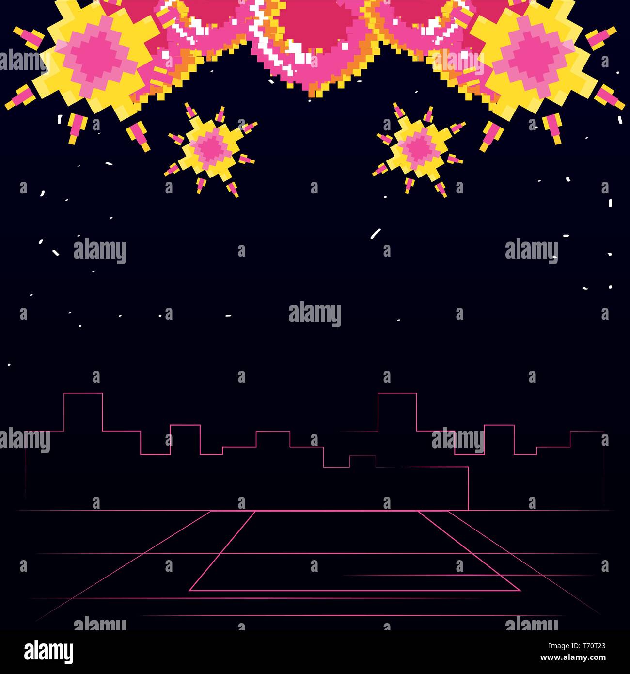 Retro arcade 8 bit video game fire Stock Vector Images - Alamy