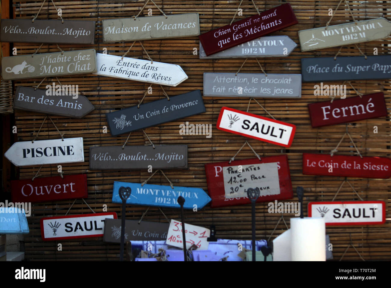Signs, Sault, Vaucluse, France Stock Photo - Alamy