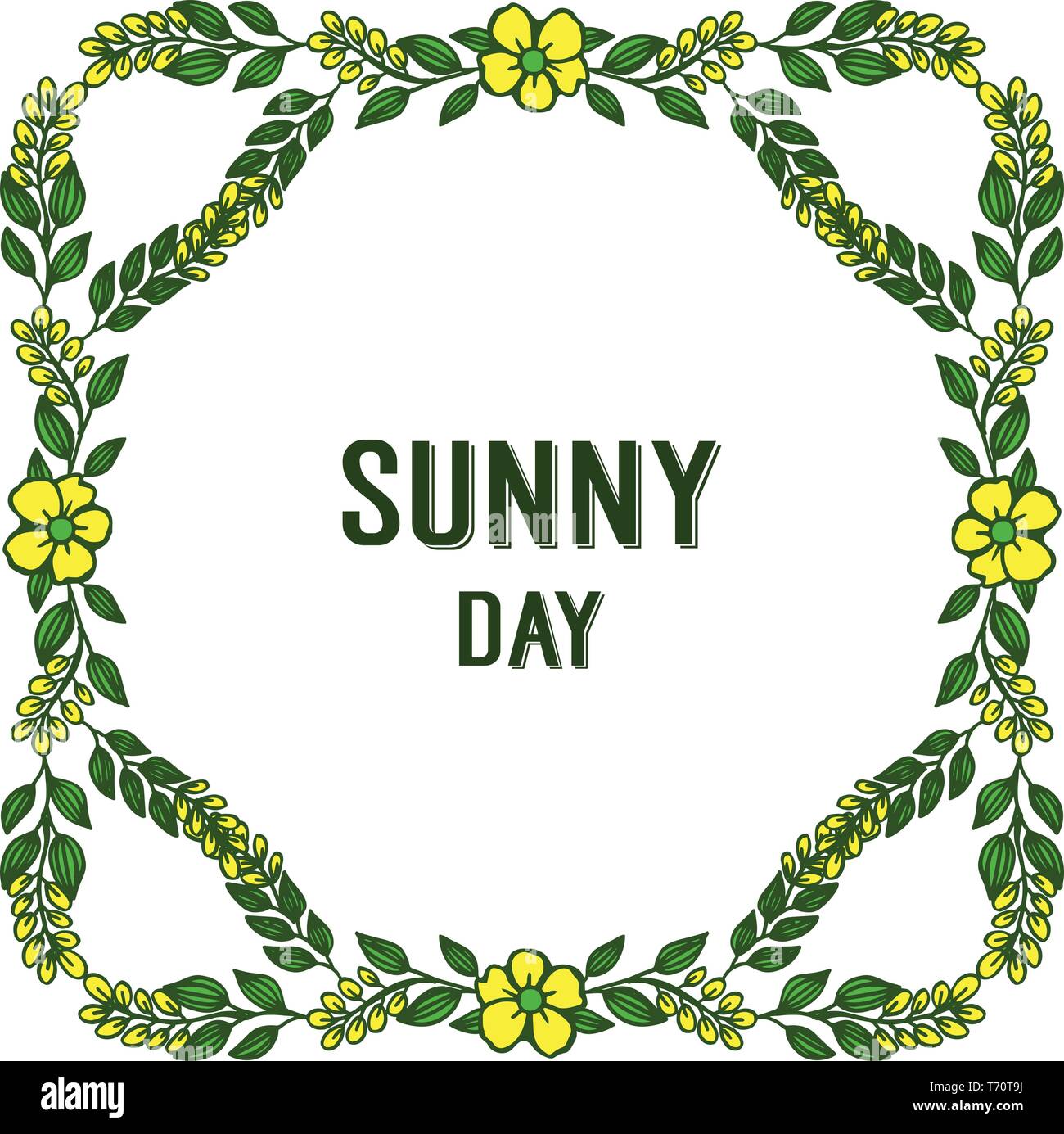 Vector illustration decoration sunny day with beautiful flower frame ...