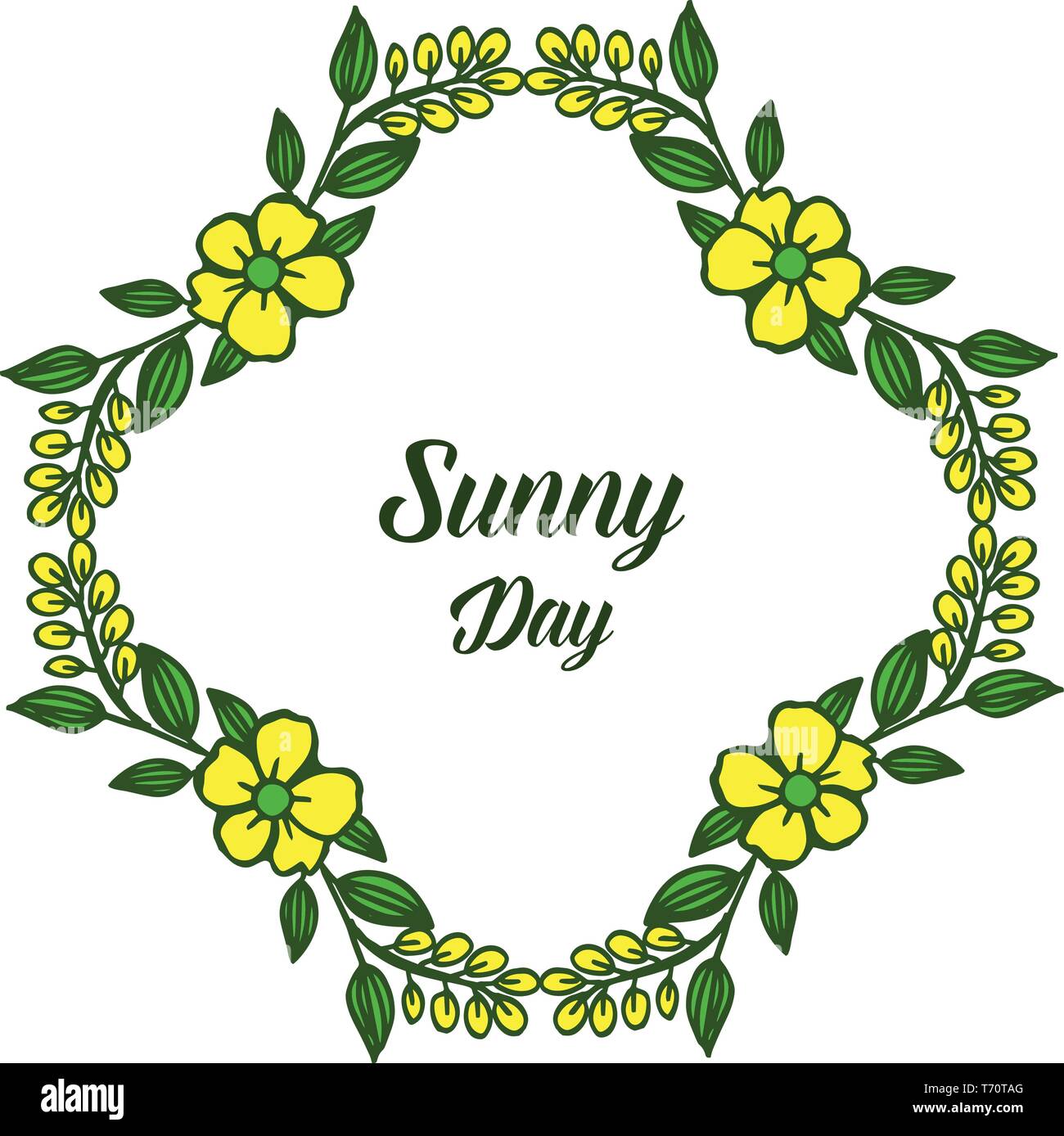 Vector illustration decoration sunny day with beautiful flower frame ...