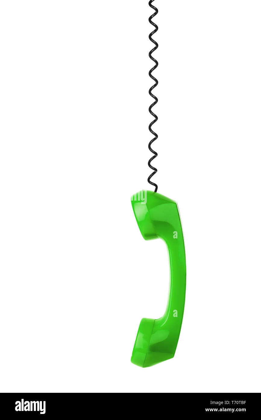 Green phone and cable Stock Photo - Alamy