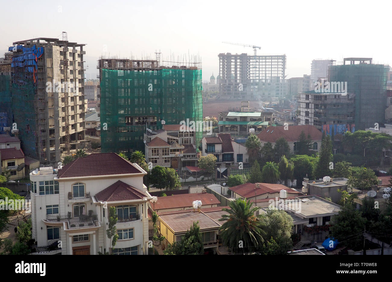 Addis Ababa, Ethiopia - 11 April 2019 : Busy street in the Ethiopian ...