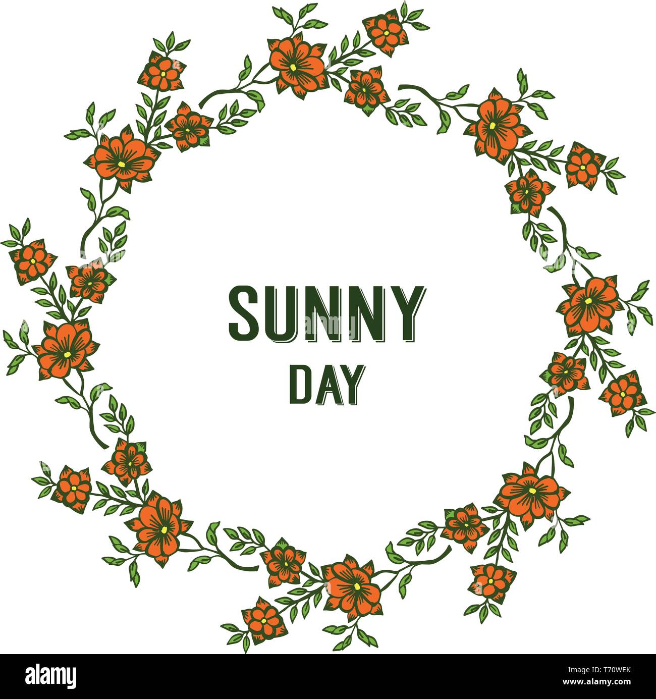 Vector illustration greeting card sunny day with beautiful orange ...