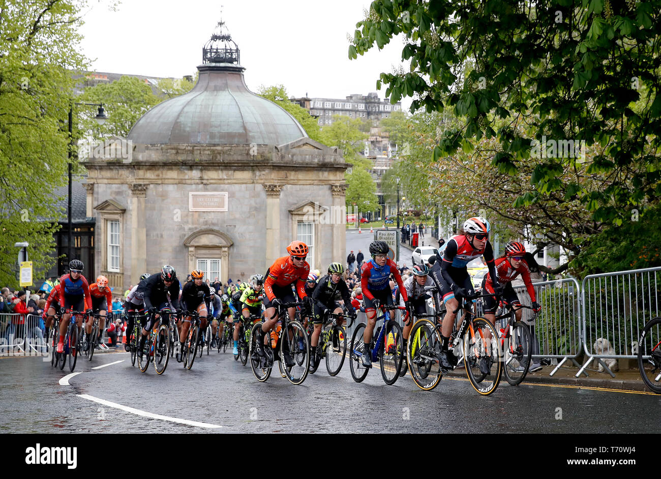 A general view as riders pass the historic Royal Pump Room on the ...
