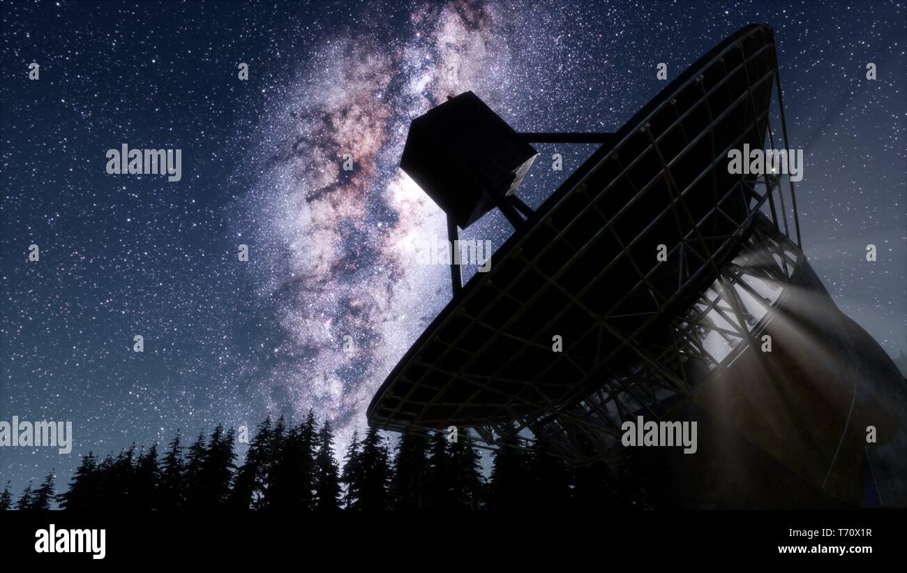 astronomical observatory under the night sky stars. hyperlapse Stock ...