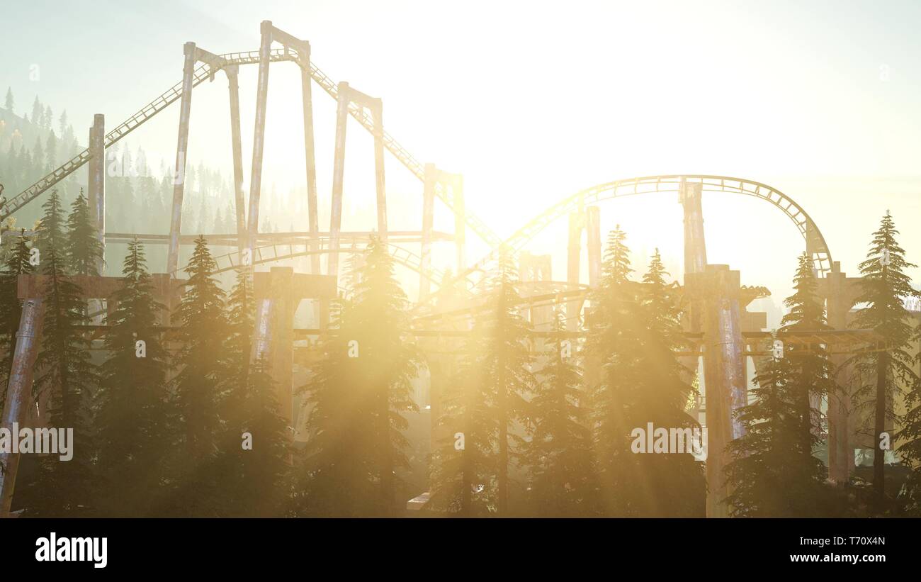 old roller coaster at sunset in forest Stock Photo - Alamy