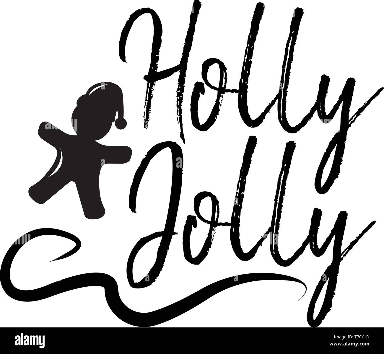 Holly Jolly card and calligraphy Happy New Year. Template for Greetings ...