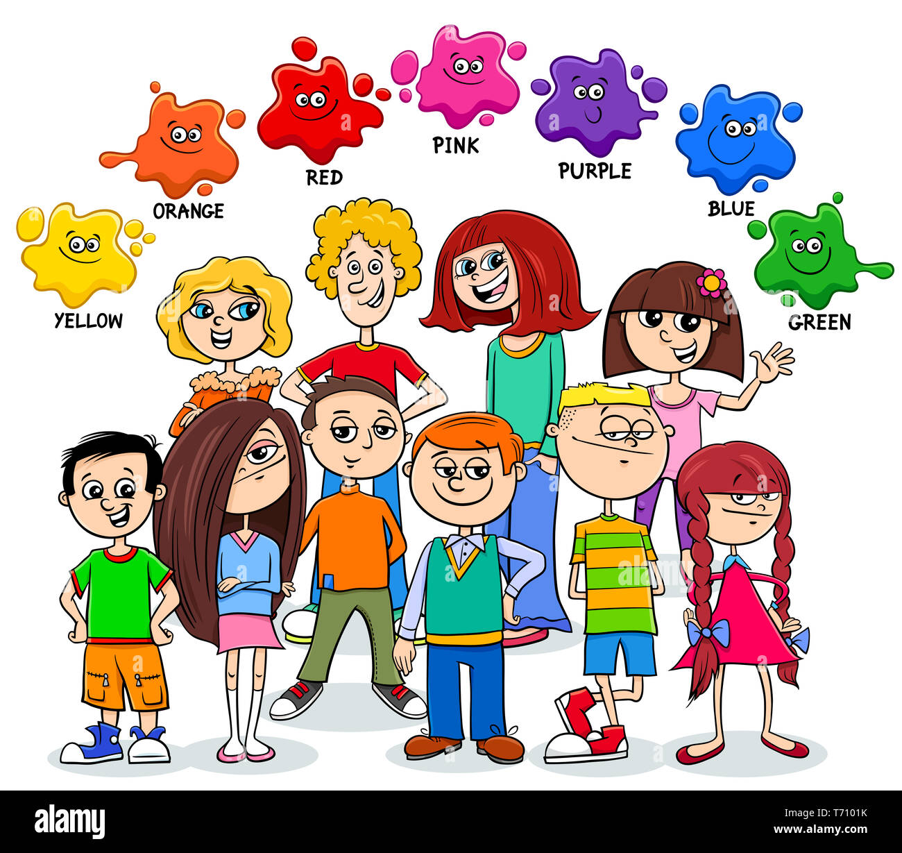 basic colors educational page with children Stock Photo - Alamy