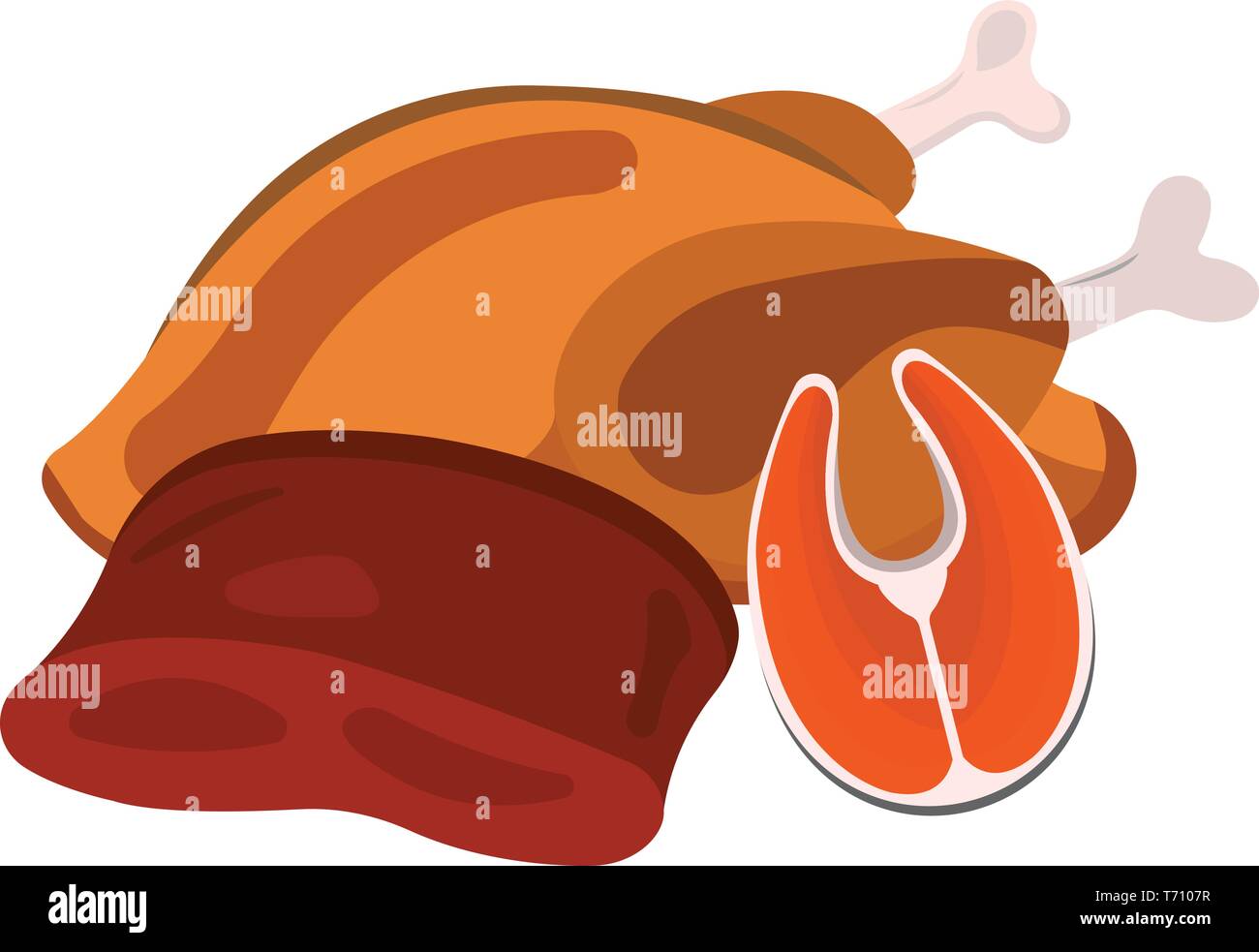 Meat, Fish Icon. Food label, logo for Web and Banners. Cartoon Vector ...