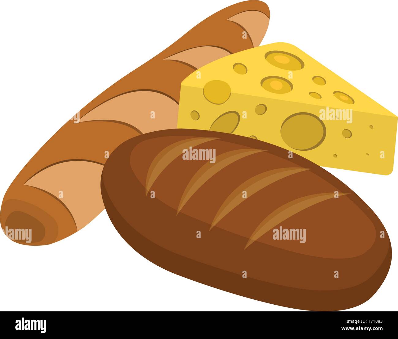 Bread, Cheese Icon. Food label, logo for Web and Banners. Cartoon ...