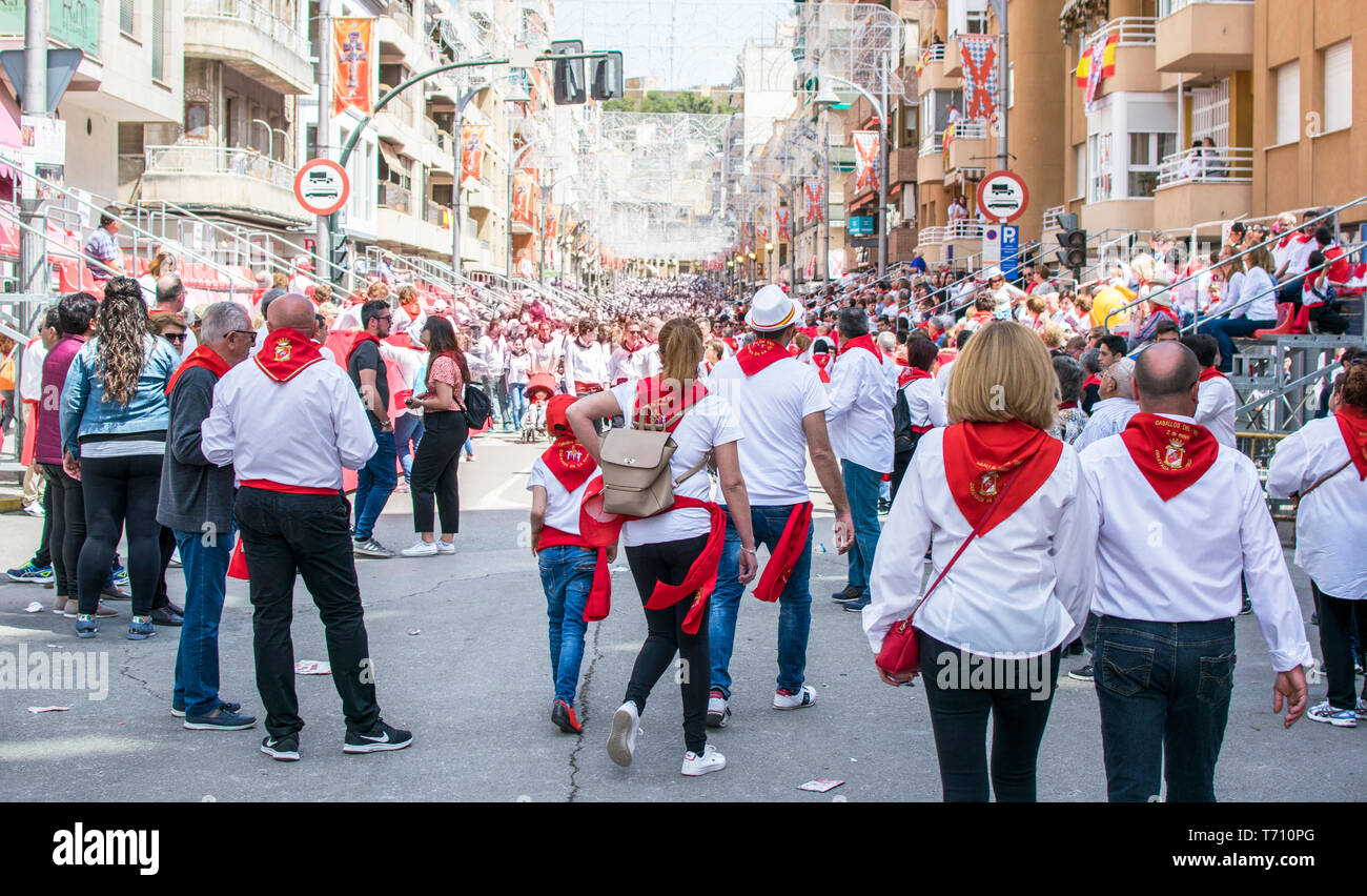 Crowd of people at the Spanish traditions, culture of Caballos Del Vino ...